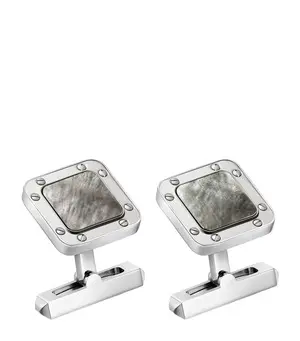 Cartier Sterling And Mother-of-pearl Santos De Cufflinks - Silver