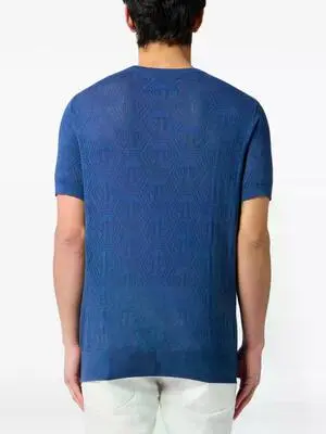 Philipp Plein Round Neck T-shirt Openwork Monogram - Blue