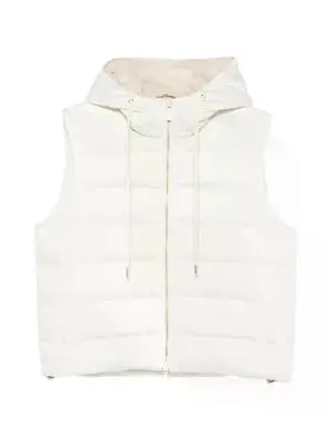 Eleventy Quilted Puffer Gilet With Drawstring Hood - Neutrals