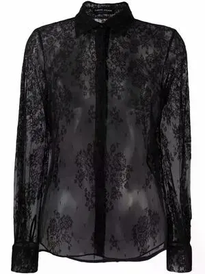 Carine Gilson Floral Lace Long-sleeve Blouse