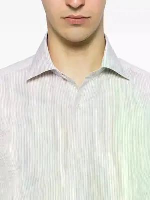 Eleventy Striped-pattern Spread-collar Shirt