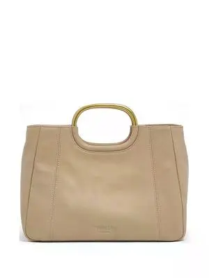 TWINSET Leather Tote Bag With Metal Handles - Neutrals