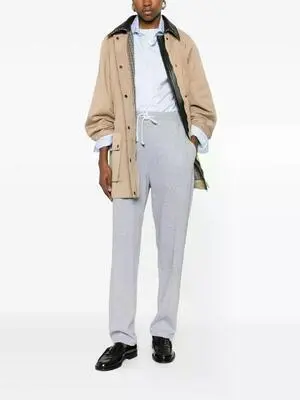 Brunello Cucinelli Beige Leather Trim Coat With Monili Detail