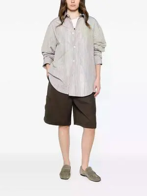 AMI Paris Vertical Stripe Shirt With Embroidered Monogram