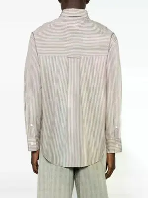 AMI Paris Vertical Stripe Shirt With Embroidered Monogram