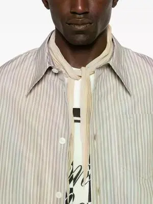 AMI Paris Vertical Stripe Shirt With Embroidered Monogram