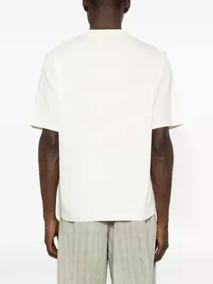 AMI Paris White Cotton Striped Logo T-shirt