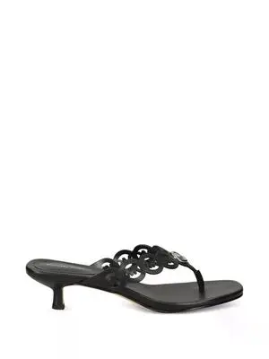 Michael Kors Logo-cutout Kitten-heel Sandals - Black