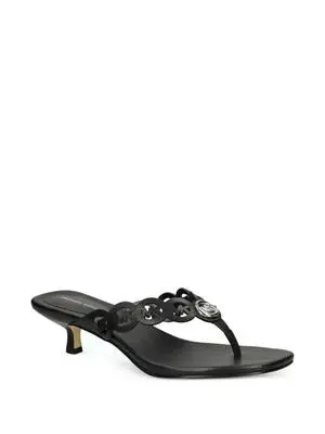 Michael Kors Logo-cutout Kitten-heel Sandals - Black