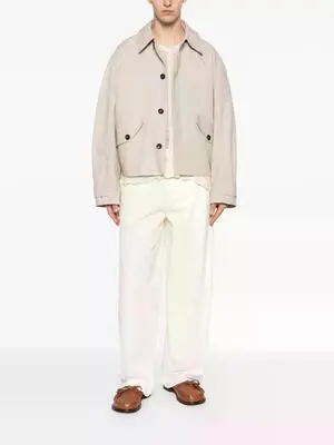 Séfr Beige Cotton Button-up Shirt Jacket