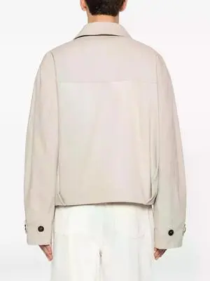 Séfr Beige Cotton Button-up Shirt Jacket