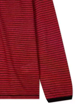 STUDIO TOMBOY Striped Henley T-shirt - Red