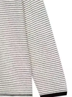 STUDIO TOMBOY Striped Henley Neck T-shirt - Neutrals