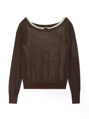 BOSS Fine-knit Layered-effect Sweater - Brown