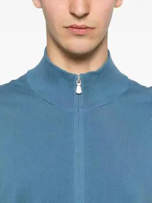 GRAN SASSO Zip-up Knitted Sweatshirt - Blue