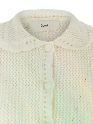 DUNST Open-knit Cardigan With Peter-pan Collar - Neutrals
