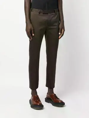 PT TORINO Cropped Tailored Trousers In Auburn Cotton Blend