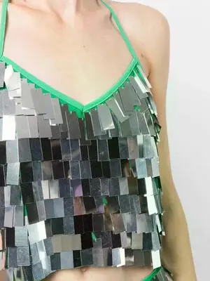 SIMONMILLER Tipsy Sequin Embellished Halterneck Cropped Top