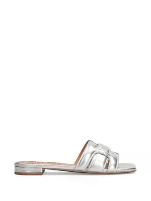 BIBI LOU Holly -tone Interwoven Strap Flat Sandals - Silver