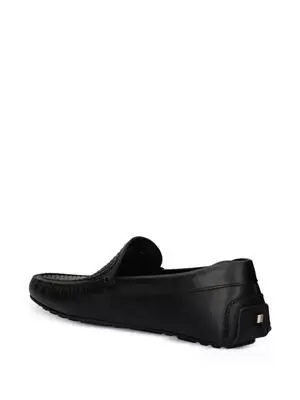 BOSS Woven-panel Leather Loafers