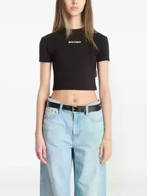 Palm Angels Logo Print Cropped T-shirt