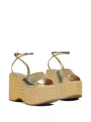 Schutz Metallic -tone Leather Platform Sandals