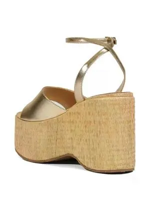 Schutz Metallic -tone Leather Platform Sandals