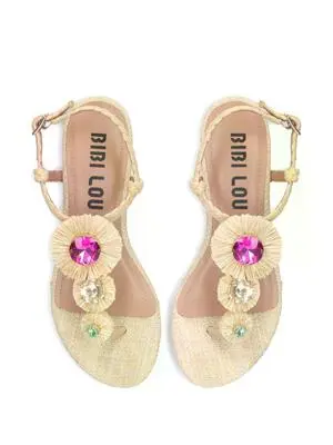 BIBI LOU Raffia Crystal-embellished Sandals