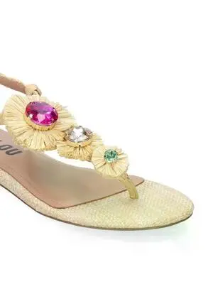 BIBI LOU Raffia Crystal-embellished Sandals