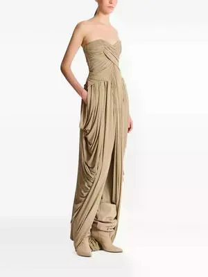 Balmain Draped Strapless Jumpsuit