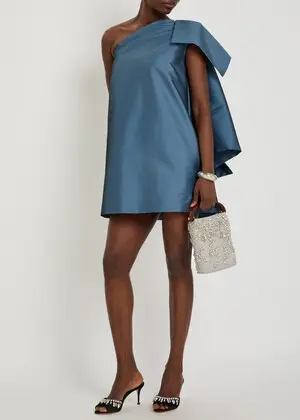 Bernadette Winnette Bow-appliquéd Taffeta Mini Dress - Mid Blu