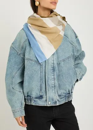 Saint Laurent Striped Logo Cotton And Silk-blend Scarf