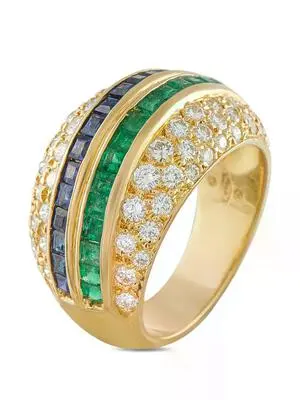 LB EXCLUSIVE Emerald, Sapphire, And Diamond Ring In 18k Yellow - Gold