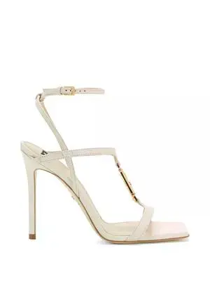 Elisabetta Franchi Leather Stiletto Sandals With Logo Detail