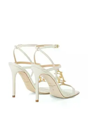 Elisabetta Franchi Leather Stiletto Sandals With Logo Detail