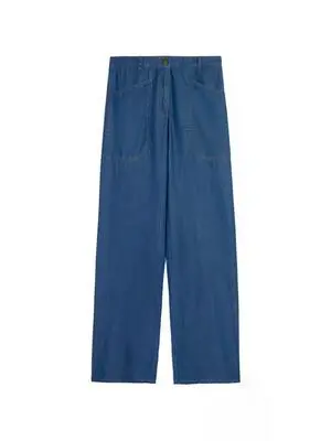 Momoni Macao Patch-pocket Wide-leg Trousers - Blue