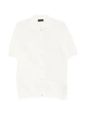 DELL'OGLIO Crochet-knit Short-sleeve Shirt - White