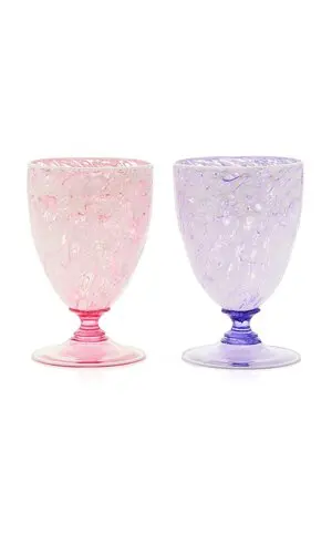 MODA DOMUS Exclusive La Isla Set-of-two Murano Glass Goblets - Multi