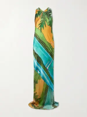 DONDE ESTEBAN Magdalena Printed Silk-blend Satin Maxi Dress - Multi
