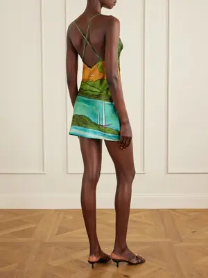 DONDE ESTEBAN Magdalena Draped Printed Silk-blend Satin Mini Dress - Multi