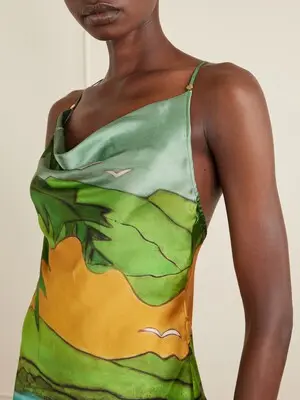 DONDE ESTEBAN Magdalena Draped Printed Silk-blend Satin Mini Dress - Multi