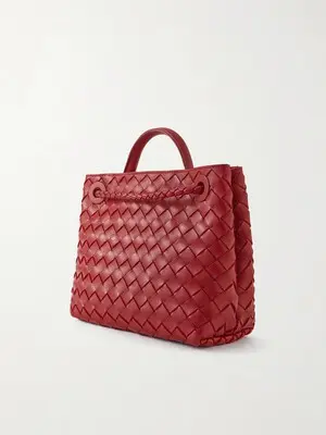 Bottega Veneta Andiamo Intrecciato Leather Tote - Red