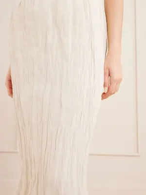 RÓHE Crinkled Metallic Cotton-blend Midi Skirt - Neutrals