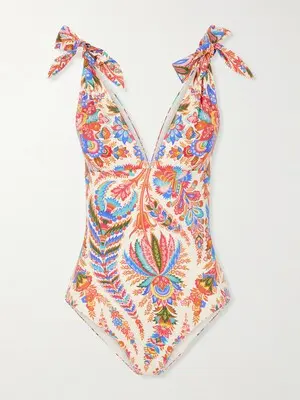 Etro Etro Knotted Paisley-Printed Swimsuit Multi