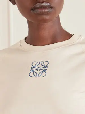 Loewe Paula's Ibiza Anagram Embroidered Cotton T-shirt - Neutrals