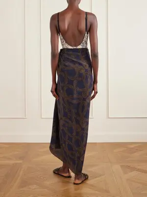 Loewe Paula's Ibiza Printed Silk Scarf - Brown