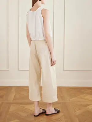 Loewe Pleated Cropped Cotton Wide-leg Trousers