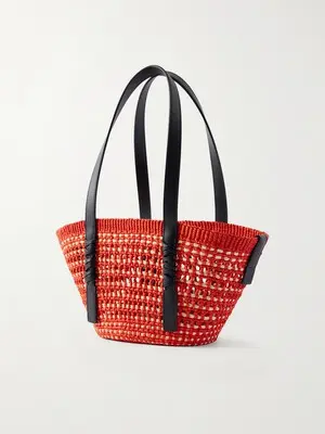Loewe Small Raffia Shoulder Bag - Red