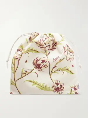 Loewe Floral-Print Twill Pouch Neutrals