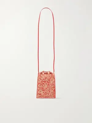 Loewe Embroidered Raffia Bucket Bag